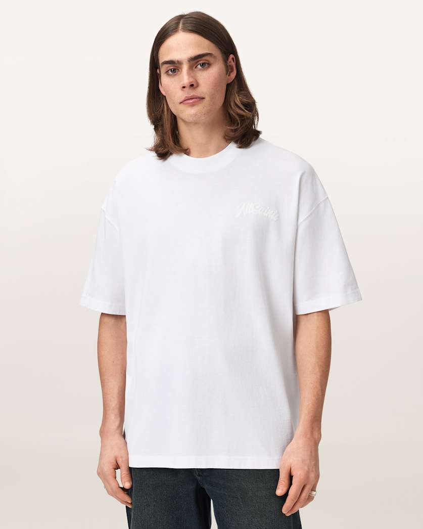 Odyssey Oversized Short Sleeve Crew T-Shirt Optic White | ALLSAINTS Canada